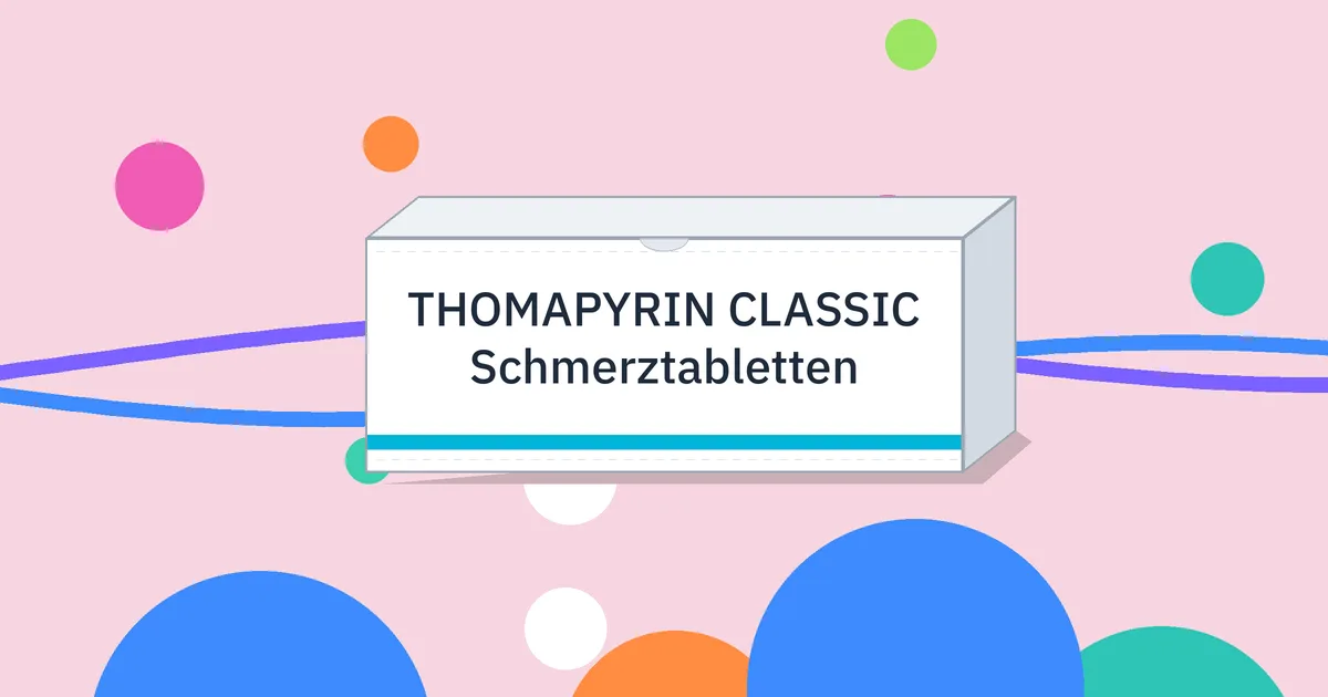 Symbolbild: Packung mit der Aufschrift THOMAPYRIN CLASSIC Schmerztabletten (PZN 03046735) – Verfügbarkeit und Bezug in Apotheken in Frankfurt am Main