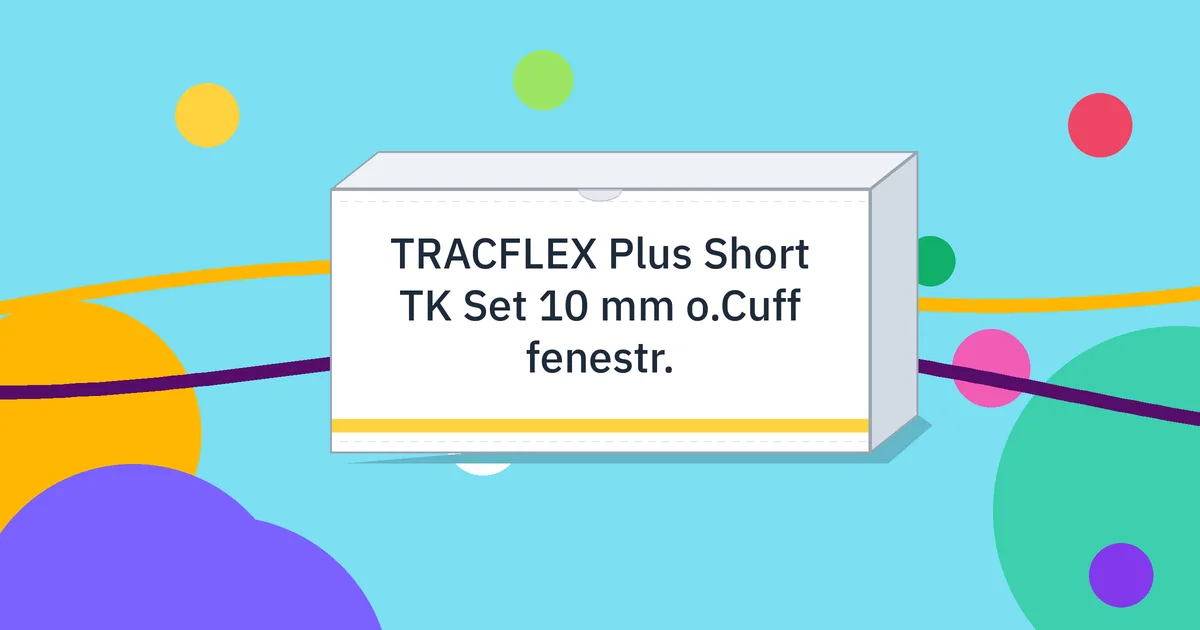 Symbolbild: Packung mit der Aufschrift TRACFLEX Plus Short TK Set 10 mm o.Cuff fenestr. (PZN 20934070) – Verfügbarkeit und Bezug in Apotheken in Frankfurt am Main