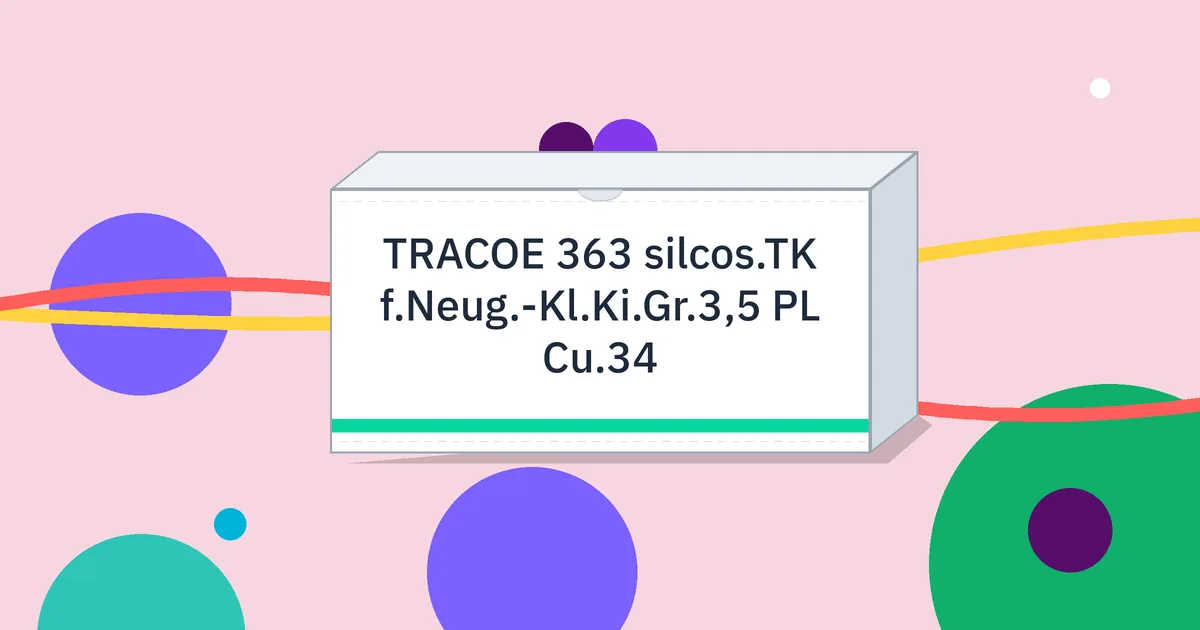 Symbolbild: Packung mit der Aufschrift TRACOE 363 silcos.TK f.Neug.-Kl.Ki.Gr.3,5 PL Cu.34 (PZN 14313926) – Verfügbarkeit und Bezug in Apotheken in Frankfurt am Main