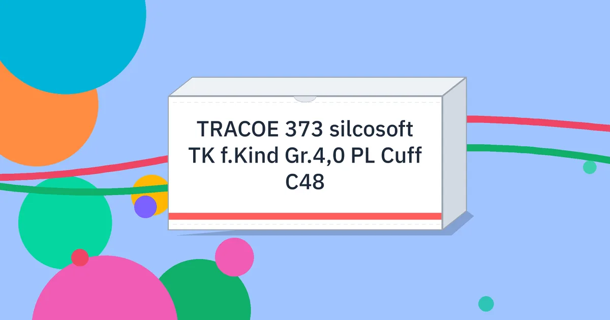 Symbolbild: Packung mit der Aufschrift TRACOE 373 silcosoft TK f.Kind Gr.4,0 PL Cuff C48 (PZN 14317249) – Verfügbarkeit und Bezug in Apotheken in Frankfurt am Main