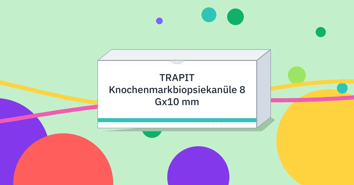 Symbolbild: Packung mit der Aufschrift TRAPIT Knochenmarkbiopsiekanüle 8 Gx10 mm (PZN 03918862) – Verfügbarkeit und Bezug in Apotheken in Frankfurt am Main