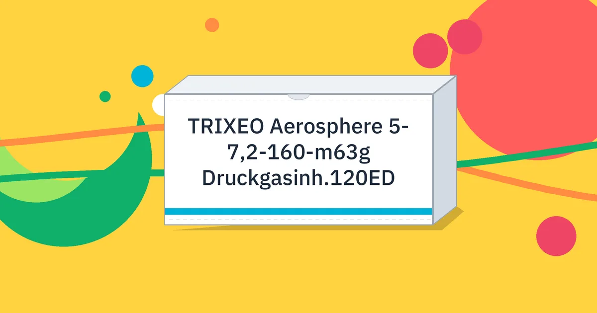 Symbolbild: Packung mit der Aufschrift TRIXEO Aerosphere 5-7,2-160-m63g Druckgasinh.120ED (PZN 15578940) – Verfügbarkeit und Bezug in Apotheken in Frankfurt am Main