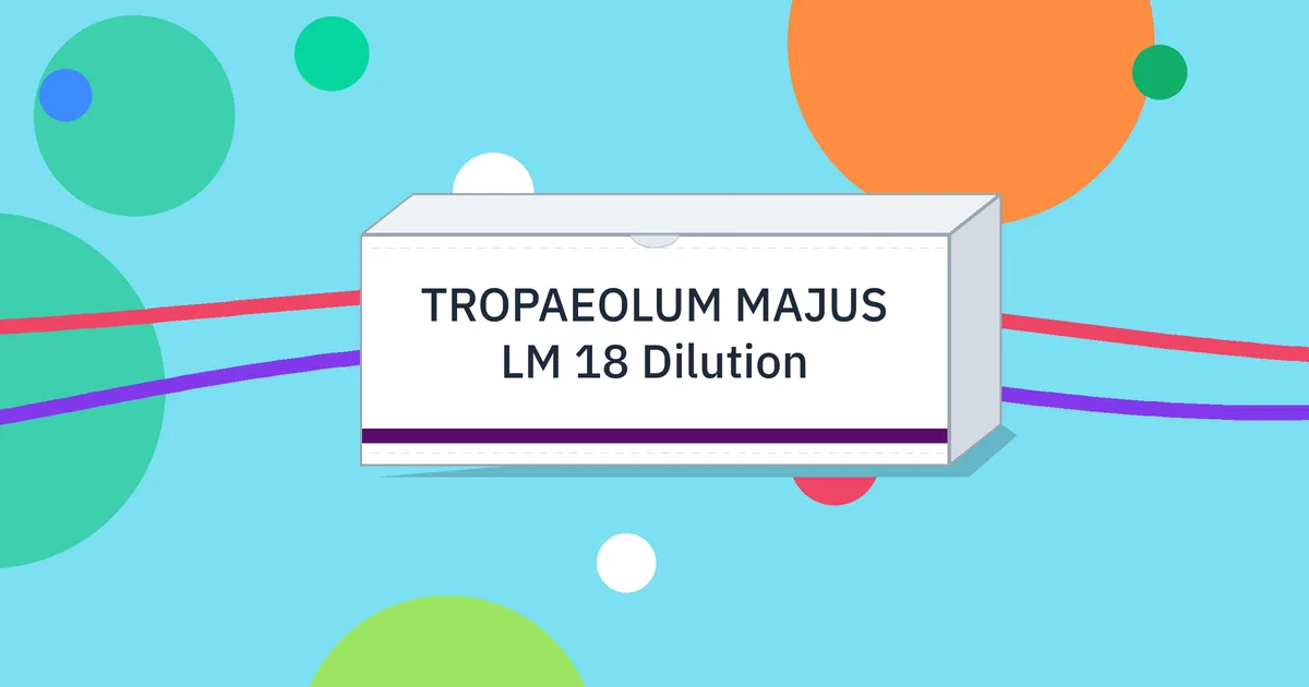 Symbolbild: Packung mit der Aufschrift TROPAEOLUM MAJUS LM 18 Dilution (PZN 13253116) – Verfügbarkeit und Bezug in Apotheken in Frankfurt am Main