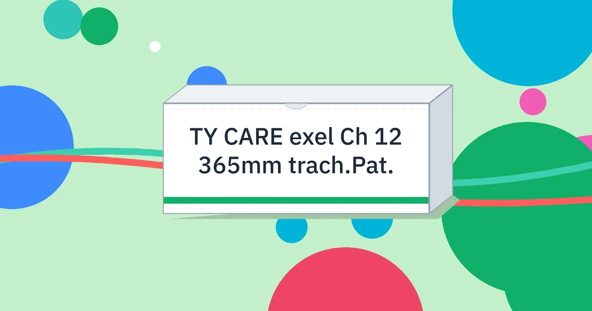 Symbolbild: Packung mit der Aufschrift TY CARE exel Ch 12 365mm trach.Pat. (PZN 00814375) – Verfügbarkeit und Bezug in Apotheken in Frankfurt am Main