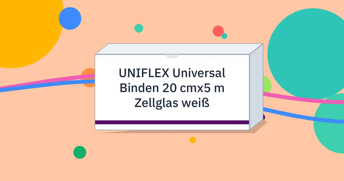 Symbolbild: Packung mit der Aufschrift UNIFLEX Universal Binden 20 cmx5 m Zellglas weiß (PZN 04589337) – Verfügbarkeit und Bezug in Apotheken in Frankfurt am Main