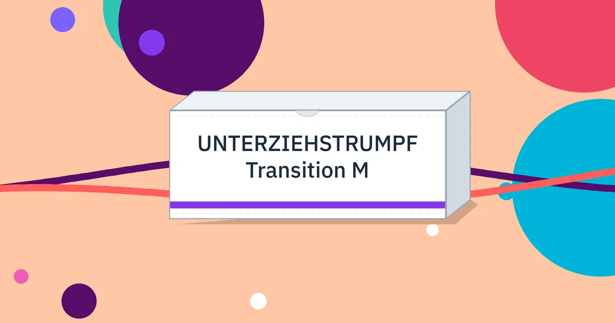Symbolbild: Packung mit der Aufschrift UNTERZIEHSTRUMPF Transition M (PZN 18652737) – Verfügbarkeit und Bezug in Apotheken in Frankfurt am Main