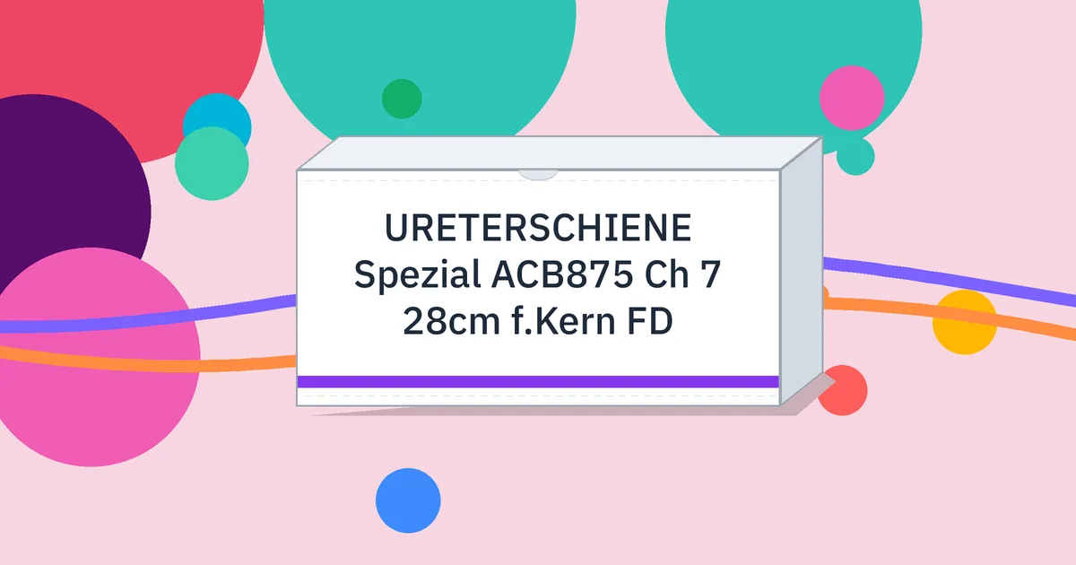 Symbolbild: Packung mit der Aufschrift URETERSCHIENE Spezial ACB875 Ch 7 28cm f.Kern FD (PZN 00510528) – Verfügbarkeit und Bezug in Apotheken in Frankfurt am Main