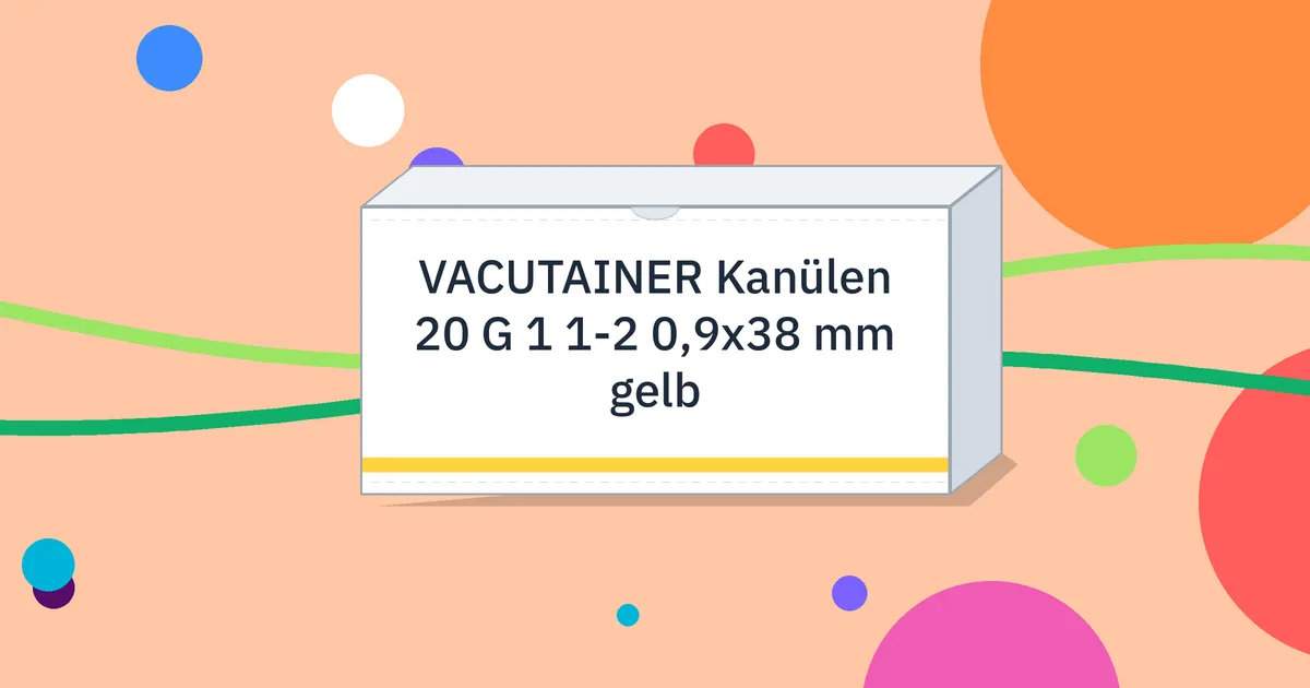 Symbolbild: Packung mit der Aufschrift VACUTAINER Kanülen 20 G 1 1-2 0,9x38 mm gelb (PZN 09786982) – Verfügbarkeit und Bezug in Apotheken in Frankfurt am Main