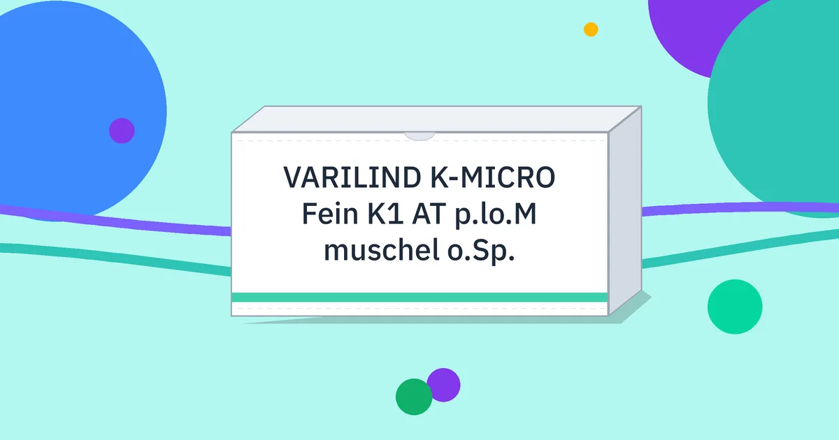 Symbolbild: Packung mit der Aufschrift VARILIND K-MICRO Fein K1 AT p.lo.M muschel o.Sp. (PZN 20553089) – Verfügbarkeit und Bezug in Apotheken in Frankfurt am Main