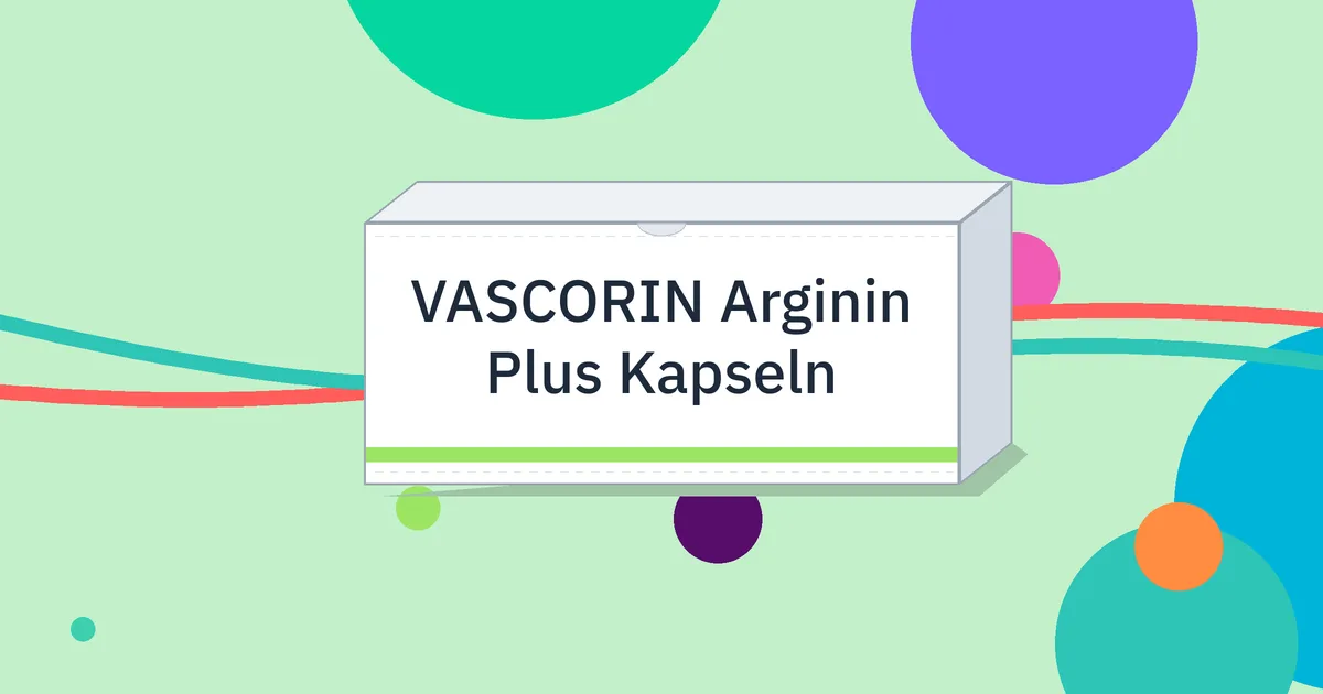 Symbolbild: Packung mit der Aufschrift VASCORIN Arginin Plus Kapseln (PZN 11638220) – Verfügbarkeit und Bezug in Apotheken in Frankfurt am Main