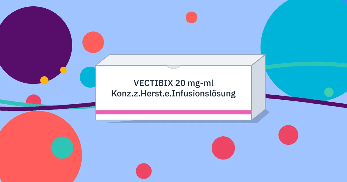 Symbolbild: Packung mit der Aufschrift VECTIBIX 20 mg-ml Konz.z.Herst.e.Infusionslösung (PZN 12636022) – Verfügbarkeit und Bezug in Apotheken in Frankfurt am Main