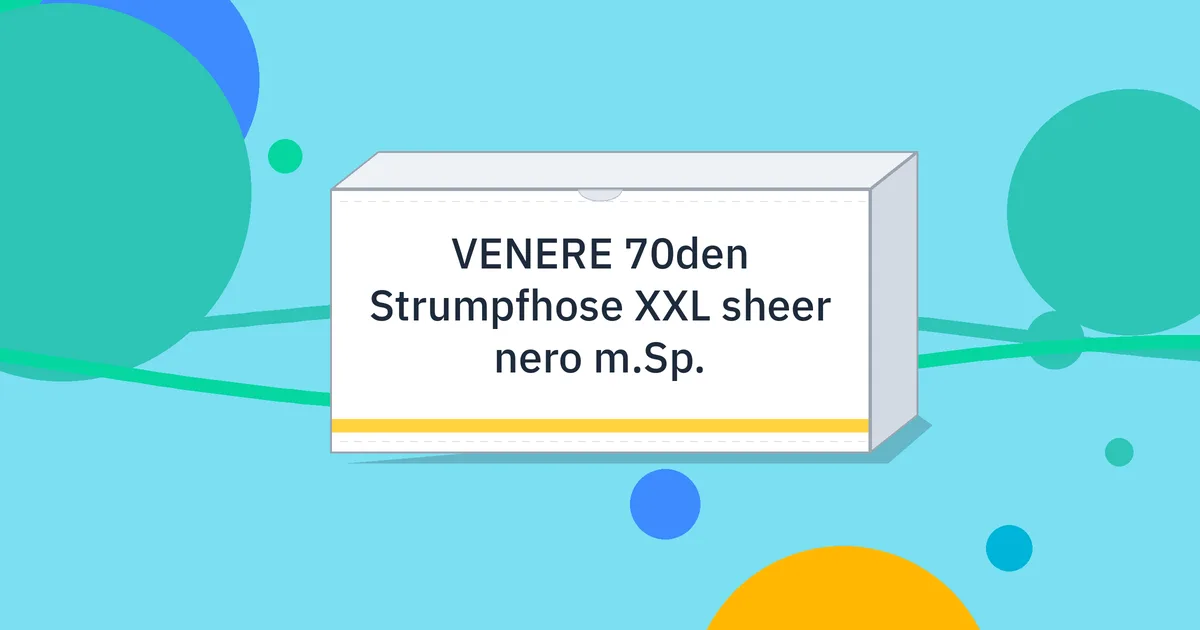 Symbolbild: Packung mit der Aufschrift VENERE 70den Strumpfhose XXL sheer nero m.Sp. (PZN 16173010) – Verfügbarkeit und Bezug in Apotheken in Frankfurt am Main
