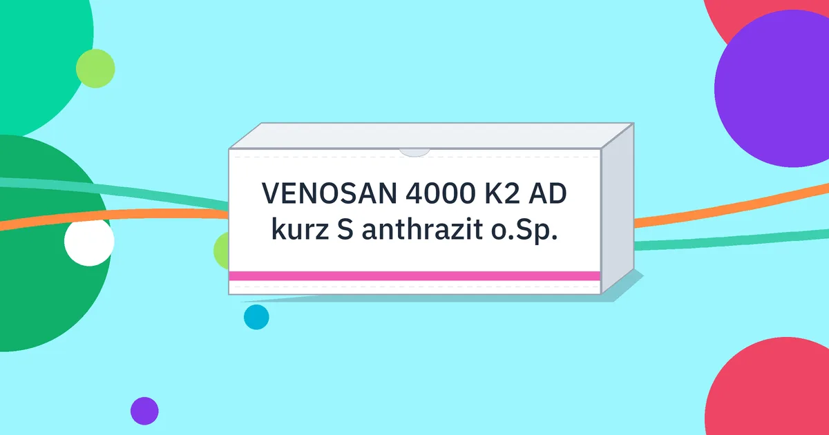 Symbolbild: Packung mit der Aufschrift VENOSAN 4000 K2 AD kurz S anthrazit o.Sp. (PZN 16601552) – Verfügbarkeit und Bezug in Apotheken in Frankfurt am Main