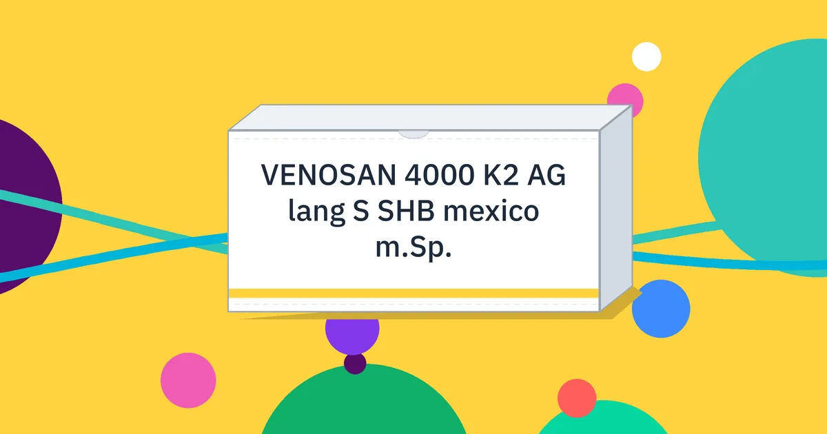 Symbolbild: Packung mit der Aufschrift VENOSAN 4000 K2 AG lang S SHB mexico m.Sp. (PZN 14424399) – Verfügbarkeit und Bezug in Apotheken in Frankfurt am Main