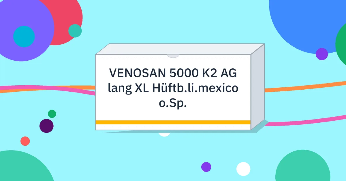 Symbolbild: Packung mit der Aufschrift VENOSAN 5000 K2 AG lang XL Hüftb.li.mexico o.Sp. (PZN 14430247) – Verfügbarkeit und Bezug in Apotheken in Frankfurt am Main