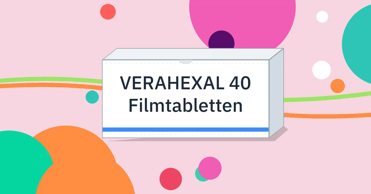 Symbolbild: Packung mit der Aufschrift VERAHEXAL 40 Filmtabletten (PZN 03117458) – Verfügbarkeit und Bezug in Apotheken in Frankfurt am Main