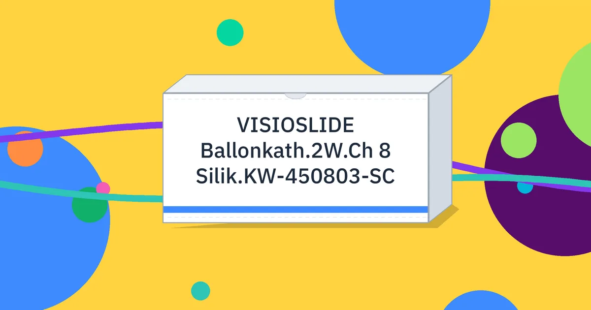 Symbolbild: Packung mit der Aufschrift VISIOSLIDE Ballonkath.2W.Ch 8 Silik.KW-450803-SC (PZN 17589988) – Verfügbarkeit und Bezug in Apotheken in Frankfurt am Main