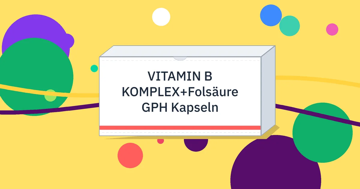 Symbolbild: Packung mit der Aufschrift VITAMIN B KOMPLEX+Folsäure GPH Kapseln (PZN 04722575) – Verfügbarkeit und Bezug in Apotheken in Frankfurt am Main