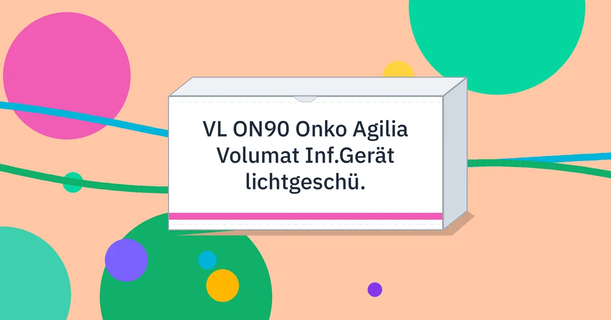 Symbolbild: Packung mit der Aufschrift VL ON90 Onko Agilia Volumat Inf.Gerät lichtgeschü. (PZN 07266592) – Verfügbarkeit und Bezug in Apotheken in Frankfurt am Main