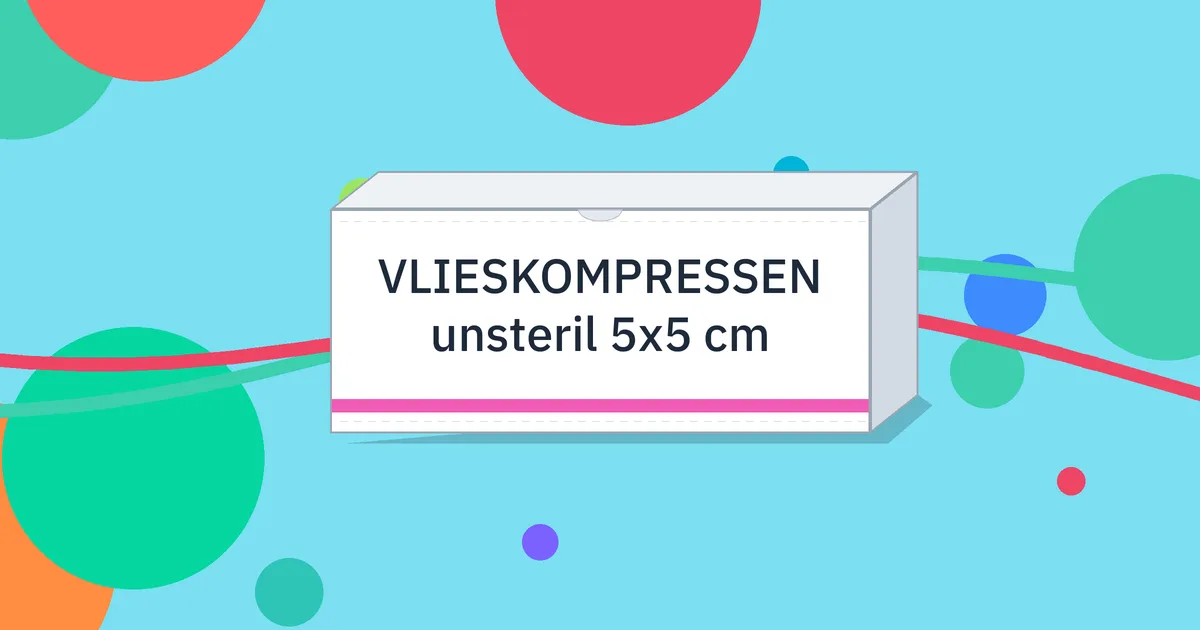 Symbolbild: Packung mit der Aufschrift VLIESKOMPRESSEN unsteril 5x5 cm (PZN 08889409) – Verfügbarkeit und Bezug in Apotheken in Frankfurt am Main