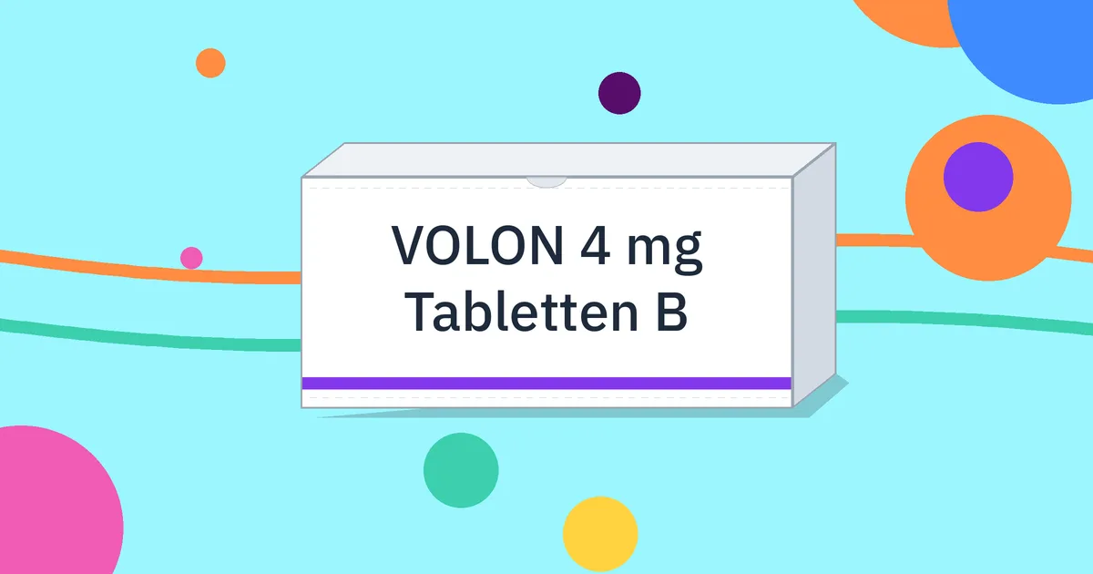 Symbolbild: Packung mit der Aufschrift VOLON 4 mg Tabletten B (PZN 03267005) – Verfügbarkeit und Bezug in Apotheken in Frankfurt am Main