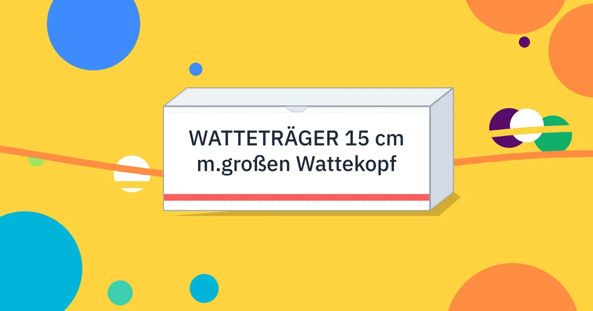 Symbolbild: Packung mit der Aufschrift WATTETRÄGER 15 cm m.großen Wattekopf (PZN 04768778) – Verfügbarkeit und Bezug in Apotheken in Frankfurt am Main