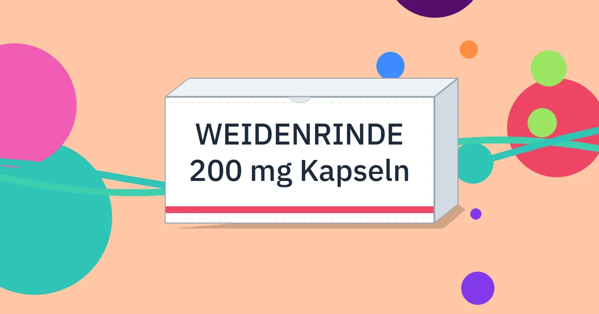 Symbolbild: Packung mit der Aufschrift WEIDENRINDE 200 mg Kapseln (PZN 17191837) – Verfügbarkeit und Bezug in Apotheken in Frankfurt am Main