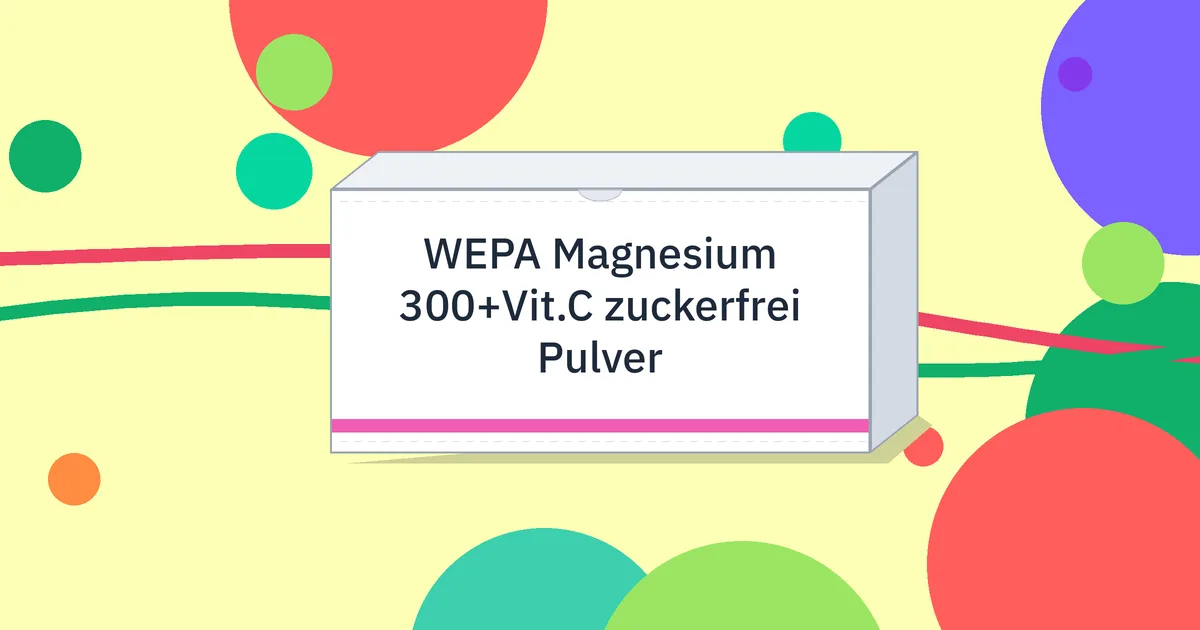Symbolbild: Packung mit der Aufschrift WEPA Magnesium 300+Vit.C zuckerfrei Pulver (PZN 18337007) – Verfügbarkeit und Bezug in Apotheken in Frankfurt am Main