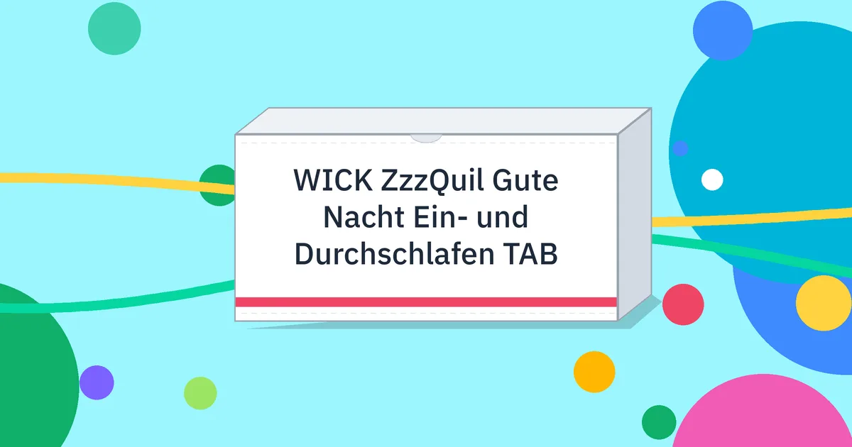 Symbolbild: Packung mit der Aufschrift WICK ZzzQuil Gute Nacht Ein- und Durchschlafen TAB (PZN 19397425) – Verfügbarkeit und Bezug in Apotheken in Frankfurt am Main