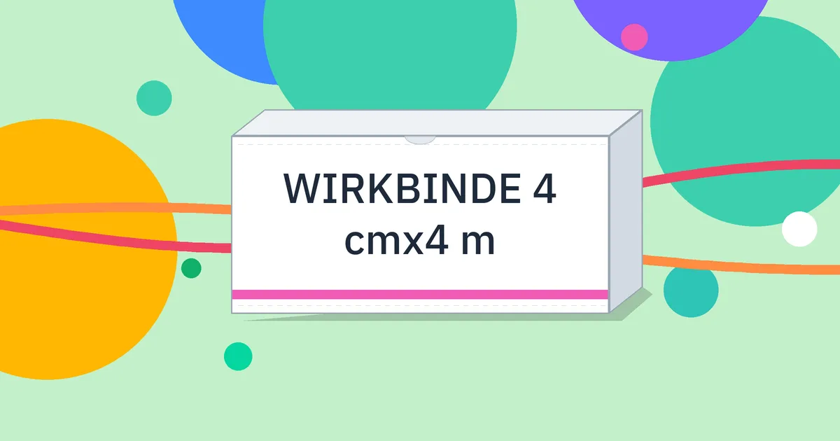 Symbolbild: Packung mit der Aufschrift WIRKBINDE 4 cmx4 m (PZN 04493614) – Verfügbarkeit und Bezug in Apotheken in Frankfurt am Main