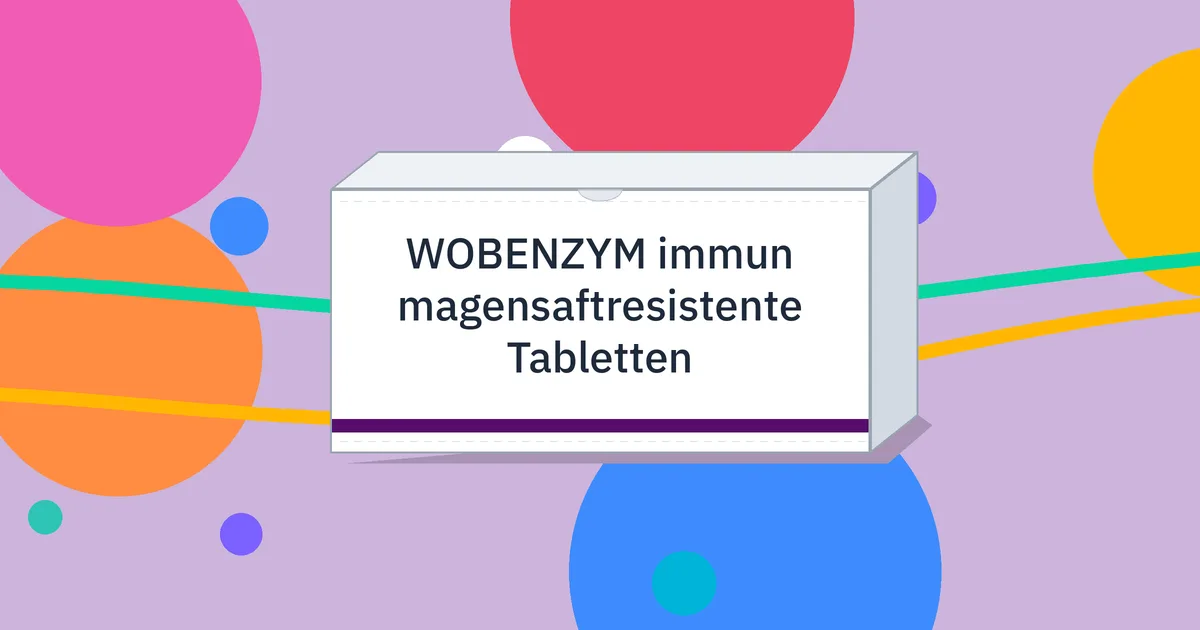 Symbolbild: Packung mit der Aufschrift WOBENZYM immun magensaftresistente Tabletten (PZN 15421635) – Verfügbarkeit und Bezug in Apotheken in Frankfurt am Main
