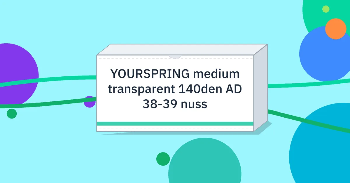 Symbolbild: Packung mit der Aufschrift YOURSPRING medium transparent 140den AD 38-39 nuss (PZN 18056900) – Verfügbarkeit und Bezug in Apotheken in Frankfurt am Main