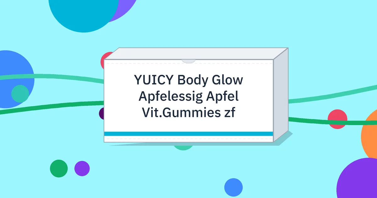 Symbolbild: Packung mit der Aufschrift YUICY Body Glow Apfelessig Apfel Vit.Gummies zf (PZN 19079398) – Verfügbarkeit und Bezug in Apotheken in Frankfurt am Main