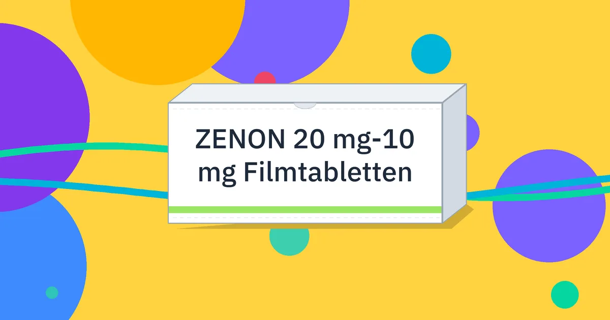 Symbolbild: Packung mit der Aufschrift ZENON 20 mg-10 mg Filmtabletten (PZN 15638760) – Verfügbarkeit und Bezug in Apotheken in Frankfurt am Main