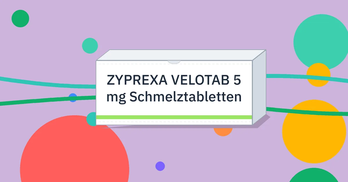 Symbolbild: Packung mit der Aufschrift ZYPREXA VELOTAB 5 mg Schmelztabletten (PZN 01883668) – Verfügbarkeit und Bezug in Apotheken in Frankfurt am Main