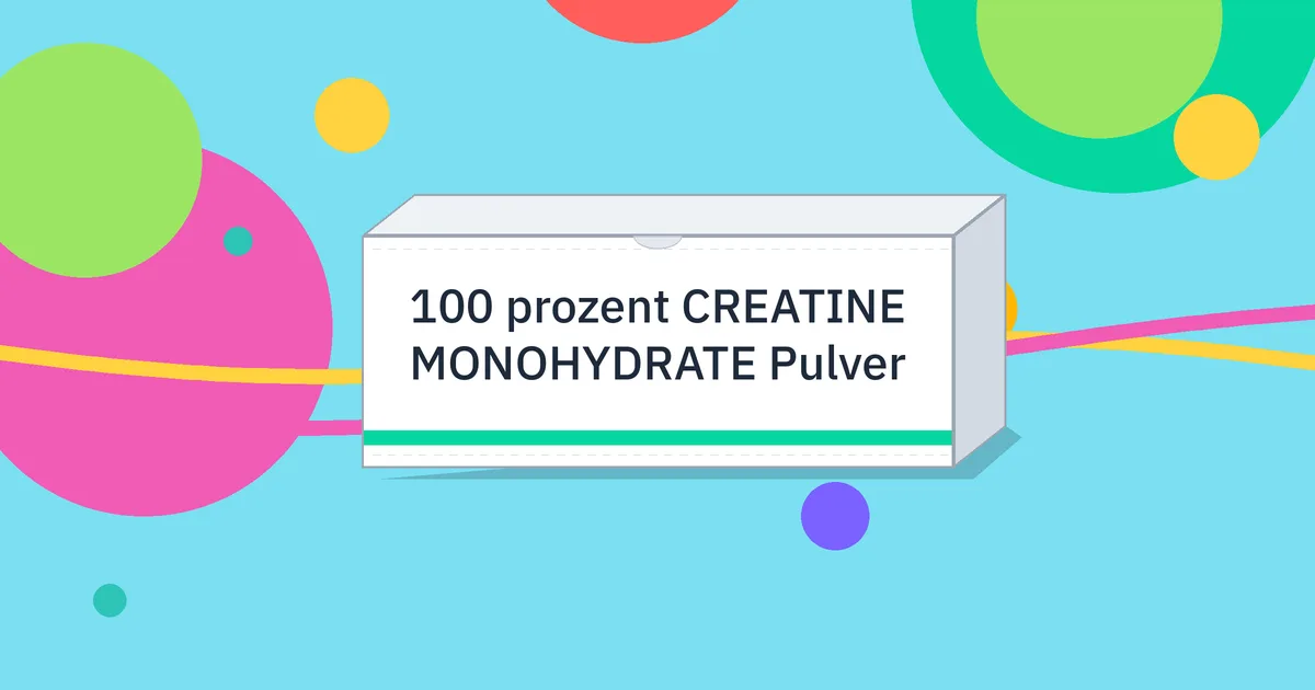 Symbolbild: Packung mit der Aufschrift 100 prozent CREATINE MONOHYDRATE Pulver (PZN 19921406) – Verfügbarkeit und Bezug in Apotheken in Frankfurt am Main