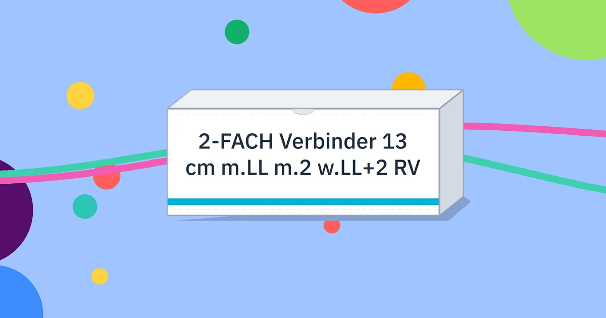 Symbolbild: Packung mit der Aufschrift 2-FACH Verbinder 13 cm m.LL m.2 w.LL+2 RV (PZN 08429412) – Verfügbarkeit und Bezug in Apotheken in Frankfurt am Main
