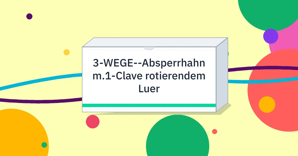 Symbolbild: Packung mit der Aufschrift 3-WEGE--Absperrhahn m.1-Clave rotierendem Luer (PZN 19514865) – Verfügbarkeit und Bezug in Apotheken in Frankfurt am Main