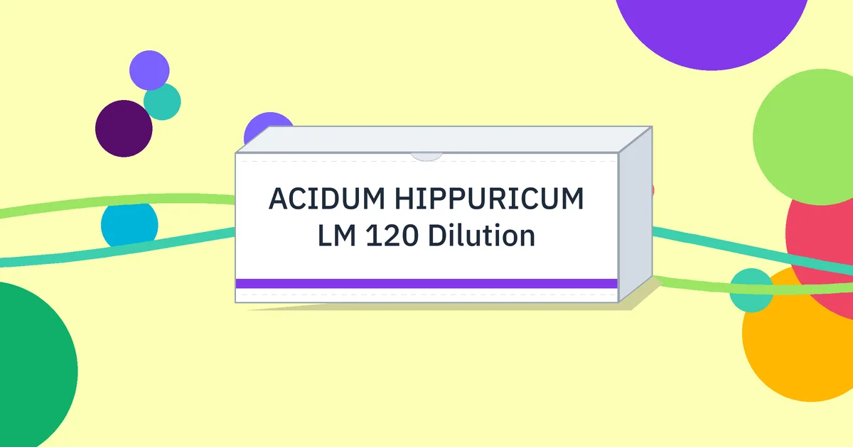 Symbolbild: Packung mit der Aufschrift ACIDUM HIPPURICUM LM 120 Dilution (PZN 13277996) – Verfügbarkeit und Bezug in Apotheken in Frankfurt am Main