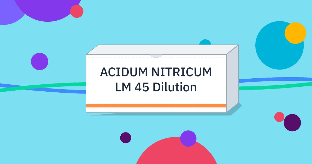 Symbolbild: Packung mit der Aufschrift ACIDUM NITRICUM LM 45 Dilution (PZN 12752998) – Verfügbarkeit und Bezug in Apotheken in Frankfurt am Main