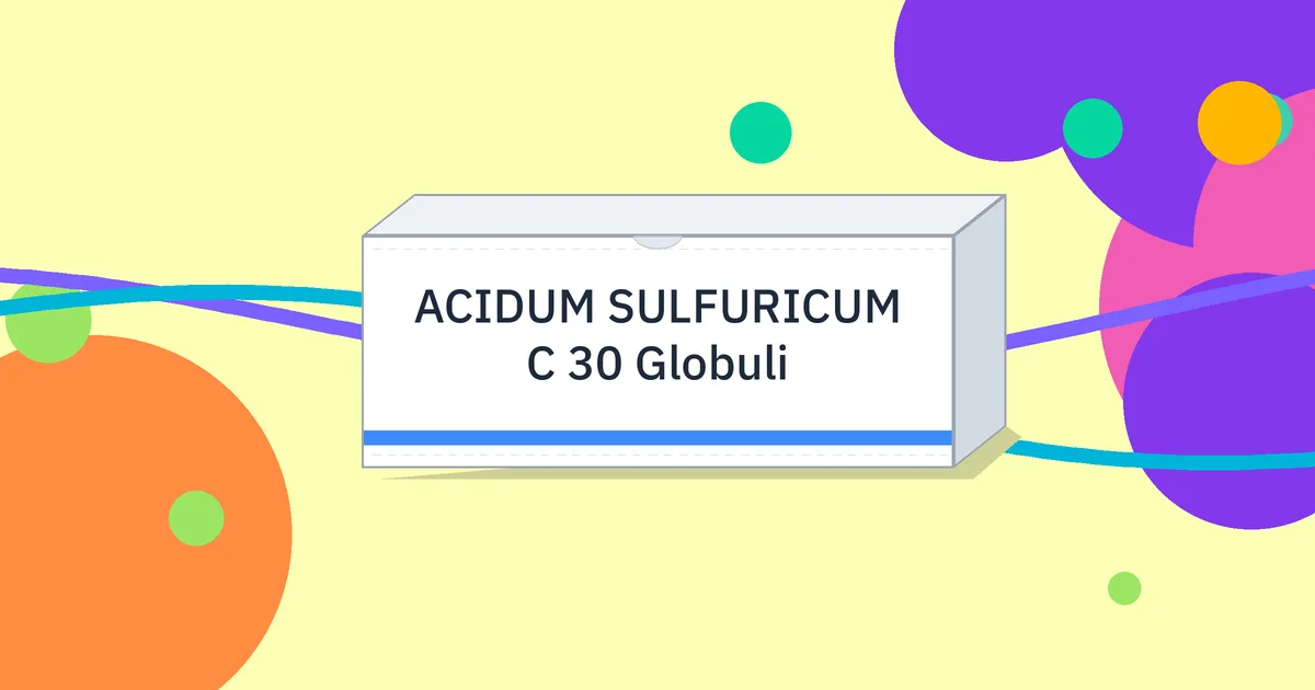 Symbolbild: Packung mit der Aufschrift ACIDUM SULFURICUM C 30 Globuli (PZN 04201273) – Verfügbarkeit und Bezug in Apotheken in Frankfurt am Main