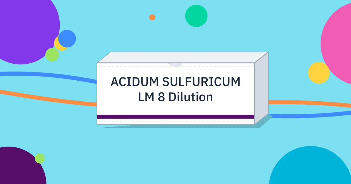 Symbolbild: Packung mit der Aufschrift ACIDUM SULFURICUM LM 8 Dilution (PZN 12753986) – Verfügbarkeit und Bezug in Apotheken in Frankfurt am Main