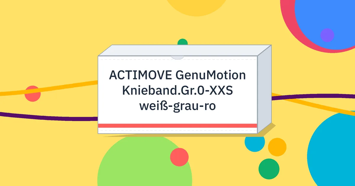 Symbolbild: Packung mit der Aufschrift ACTIMOVE GenuMotion Knieband.Gr.0-XXS weiß-grau-ro (PZN 17947815) – Verfügbarkeit und Bezug in Apotheken in Frankfurt am Main