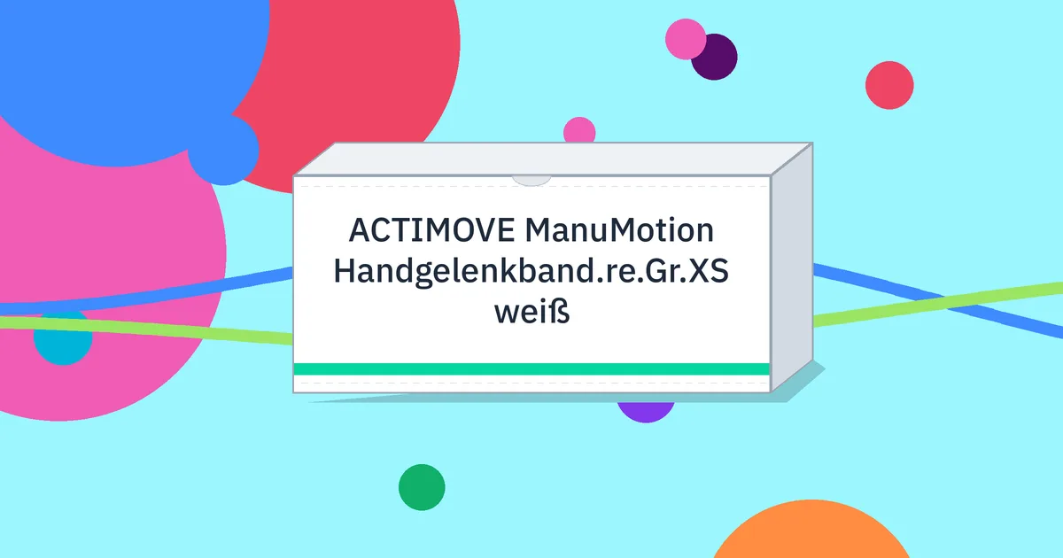 Symbolbild: Packung mit der Aufschrift ACTIMOVE ManuMotion Handgelenkband.re.Gr.XS weiß (PZN 17948246) – Verfügbarkeit und Bezug in Apotheken in Frankfurt am Main