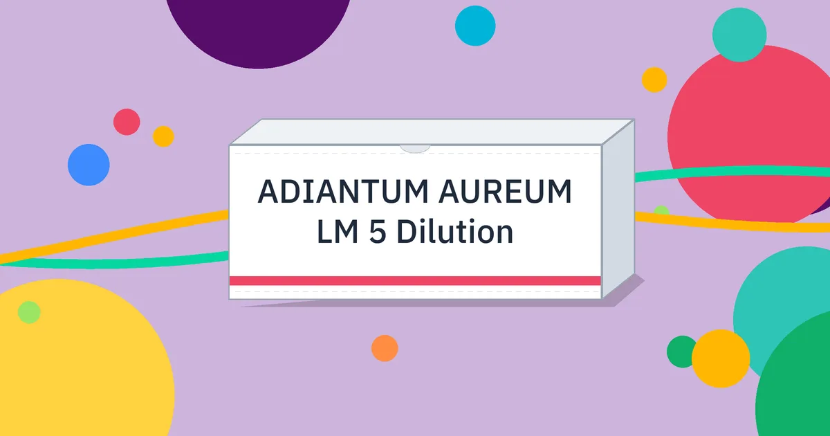 Symbolbild: Packung mit der Aufschrift ADIANTUM AUREUM LM 5 Dilution (PZN 13294285) – Verfügbarkeit und Bezug in Apotheken in Frankfurt am Main