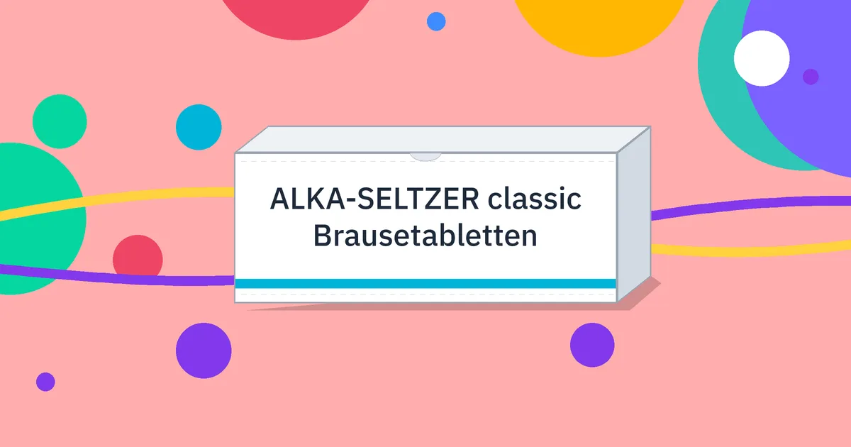 Symbolbild: Packung mit der Aufschrift ALKA-SELTZER classic Brausetabletten (PZN 18900336) – Verfügbarkeit und Bezug in Apotheken in Frankfurt am Main