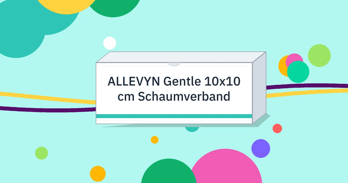 Symbolbild: Packung mit der Aufschrift ALLEVYN Gentle 10x10 cm Schaumverband (PZN 20137095) – Verfügbarkeit und Bezug in Apotheken in Frankfurt am Main