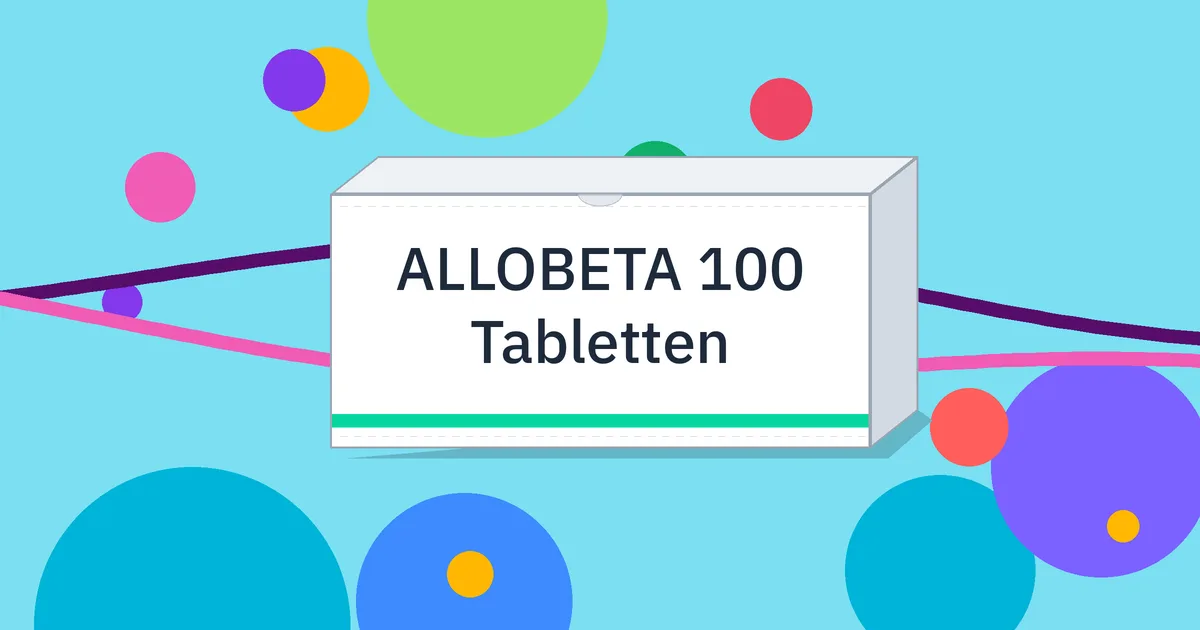 Symbolbild: Packung mit der Aufschrift ALLOBETA 100 Tabletten (PZN 06341854) – Verfügbarkeit und Bezug in Apotheken in Frankfurt am Main