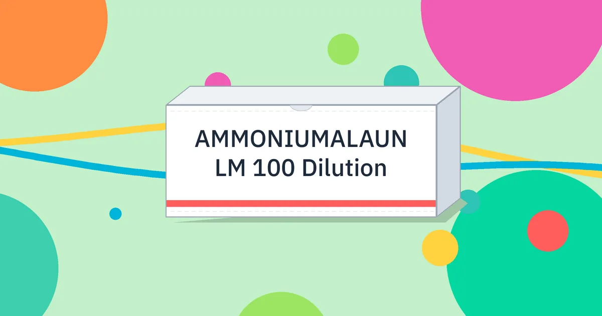 Symbolbild: Packung mit der Aufschrift AMMONIUMALAUN LM 100 Dilution (PZN 13324945) – Verfügbarkeit und Bezug in Apotheken in Frankfurt am Main