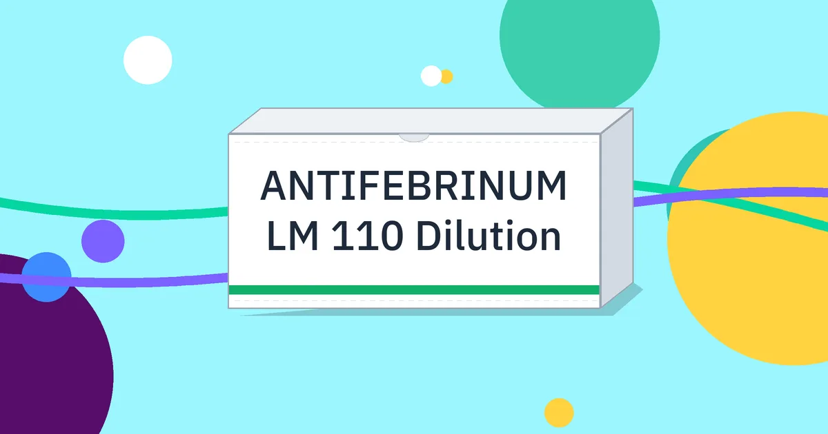 Symbolbild: Packung mit der Aufschrift ANTIFEBRINUM LM 110 Dilution (PZN 13372016) – Verfügbarkeit und Bezug in Apotheken in Frankfurt am Main